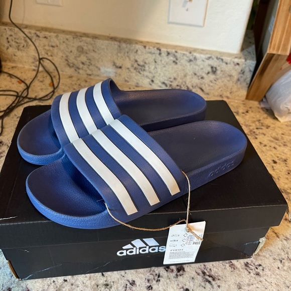 adidas | Shoes | Adidas Slides In Blue | Poshmark